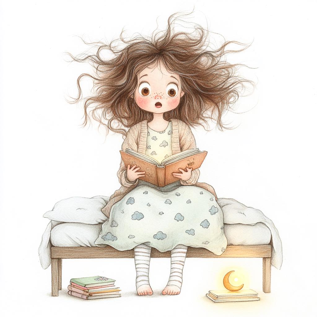 Magical Bedtime Story Girl Clipart – 10 High-res Watercolor Jpgs – Cozy ...