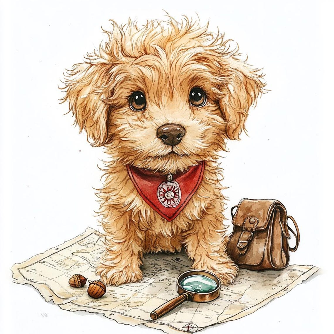 Whimsical Puppy Explorer Clipart – 10 Watercolor Adventure Dog Jpgs ...