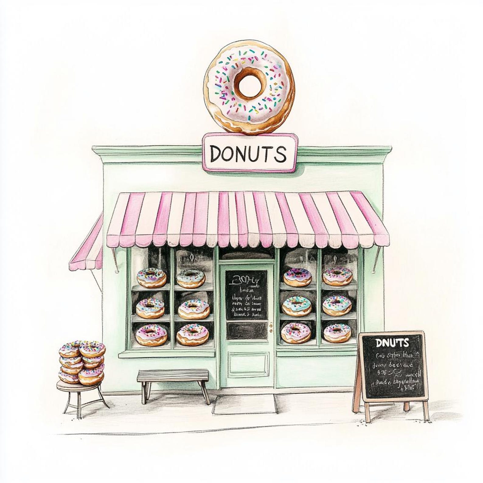 Whimsical Donut Shop Clipart – 10 High-res Watercolor Jpgs – Cute ...