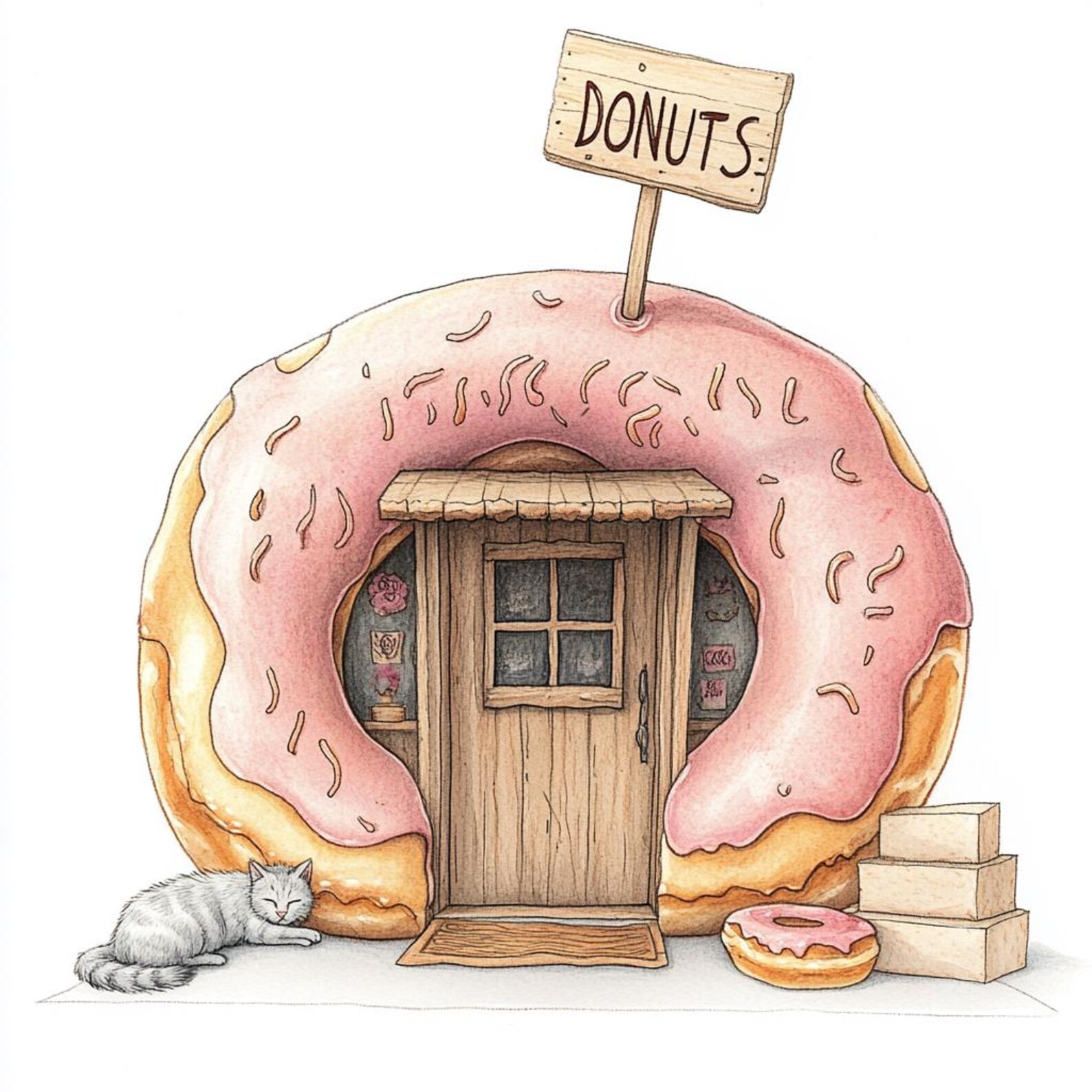 Whimsical Donut Shop Clipart – 10 High-res Watercolor Jpgs – Cute ...