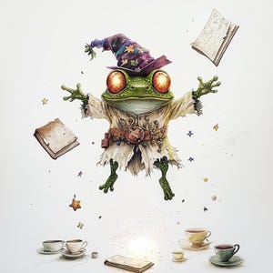 Whimsical Wizard Frog Clipart – 10 Magical High-res Jpgs – Fantasy Toad ...