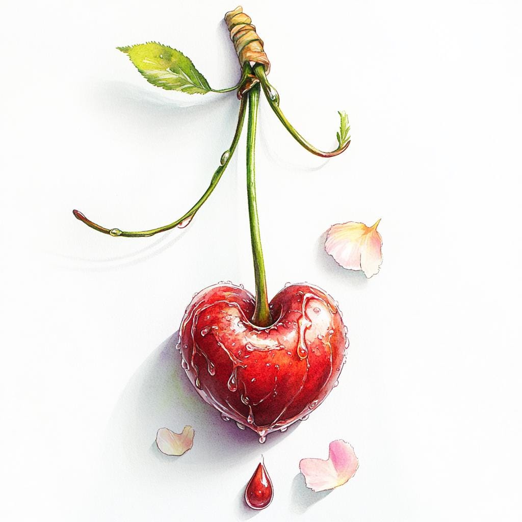 Whimsical Cherry Clipart Set – 10 High-res Jpgs – Cute Red Cherry With ...