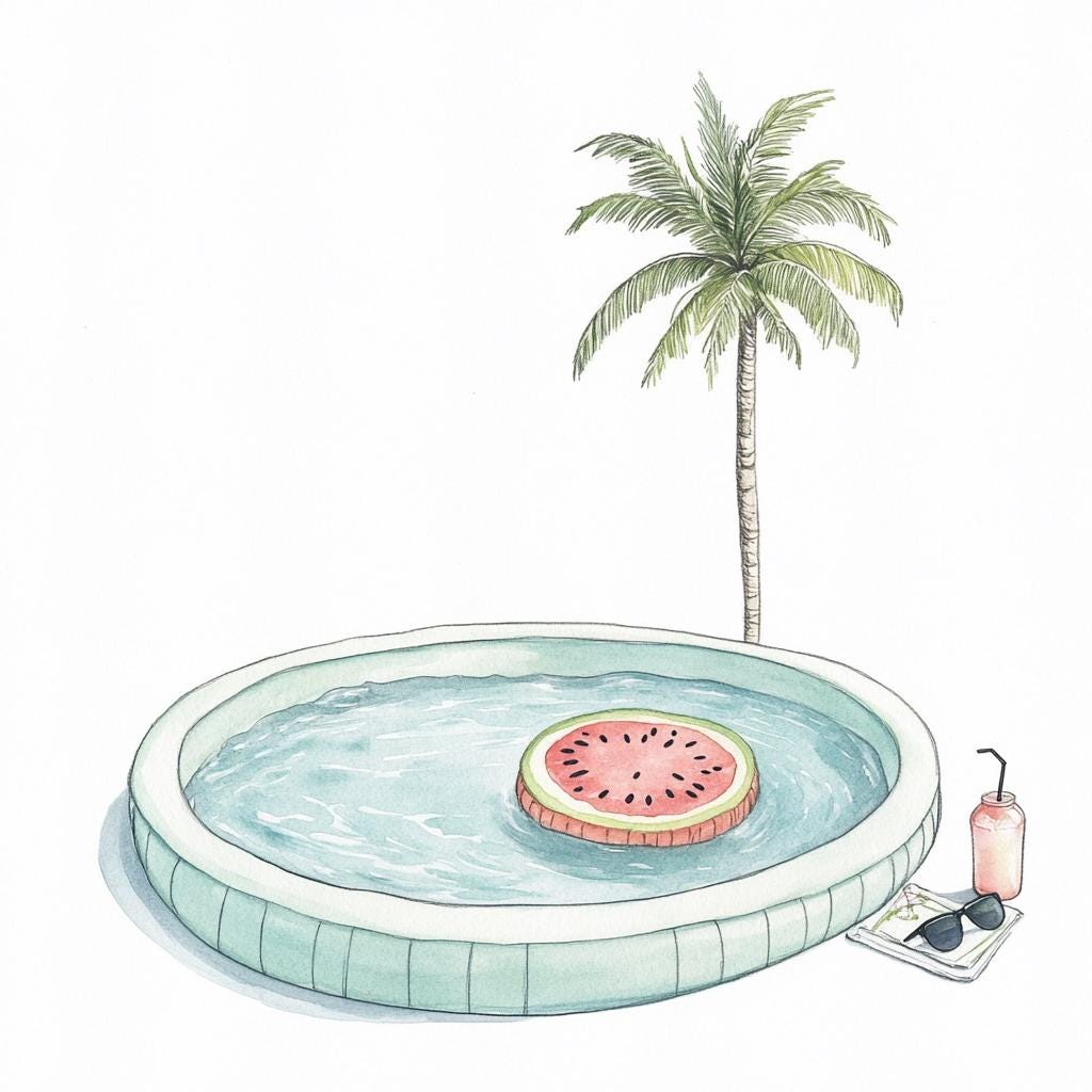 Tropical Pool Clipart – 10 Summer Poolside Scene Jpgs – Palm Tree ...