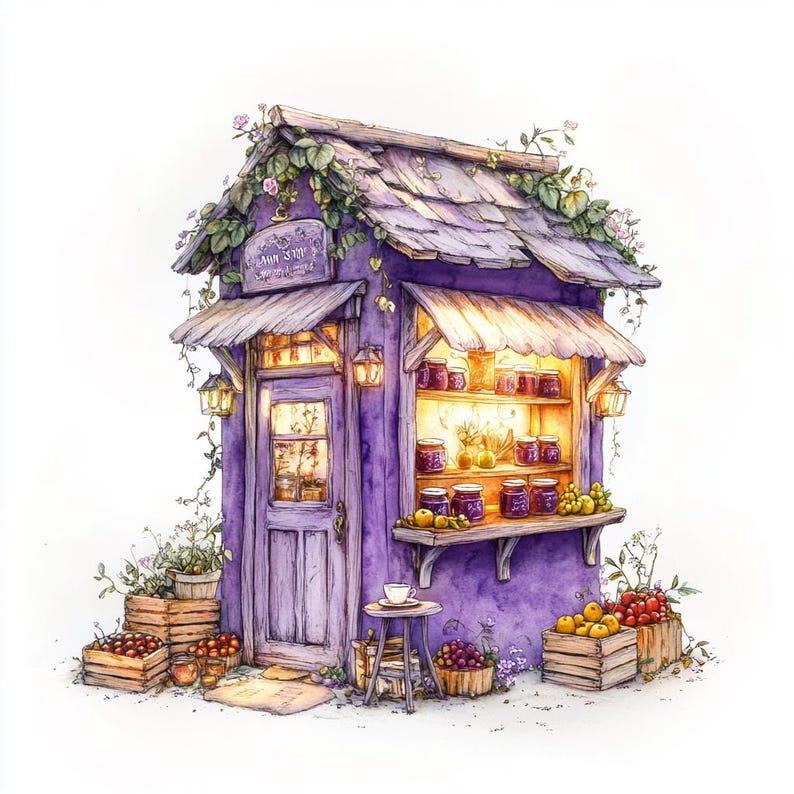 Lavender Jam Shop Clipart – 10 High-res Watercolor Jpgs – Whimsical ...