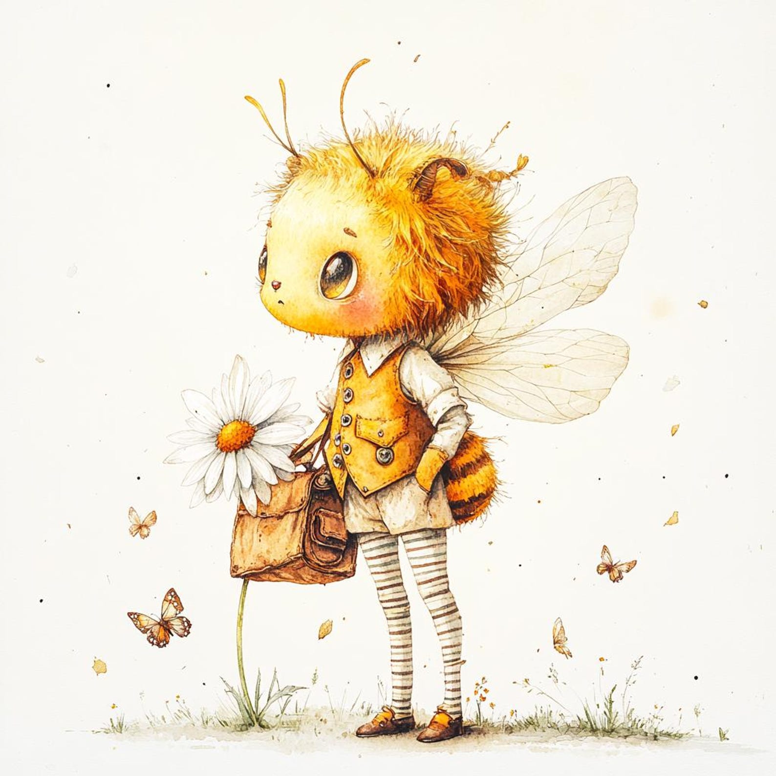 Whimsical Bee Character Clipart Set – 10 High-res Jpgs – Cute Spring ...