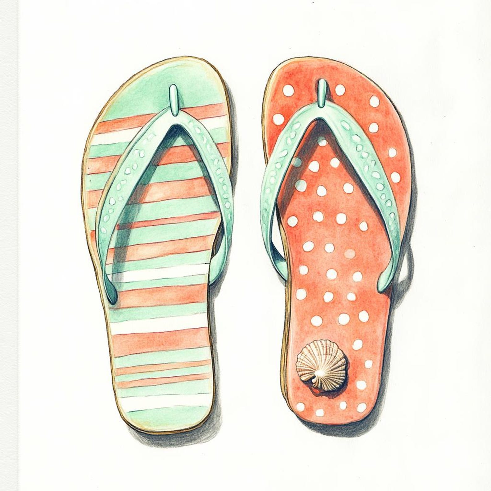 Summer Beach Accessories Clipart – 10 High-res Watercolor Jpgs – Flip ...