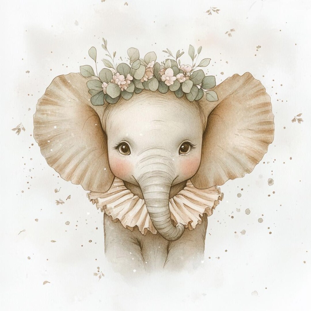 Baby Elephant Clipart Set – 10 Watercolor Jungle Animal Jpgs – Cute ...
