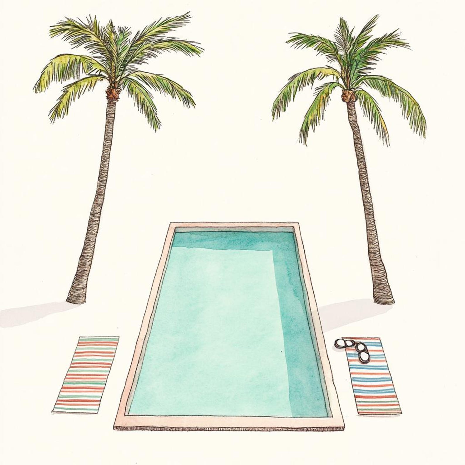 Tropical Pool Clipart – 10 Summer Poolside Scene Jpgs – Palm Tree ...
