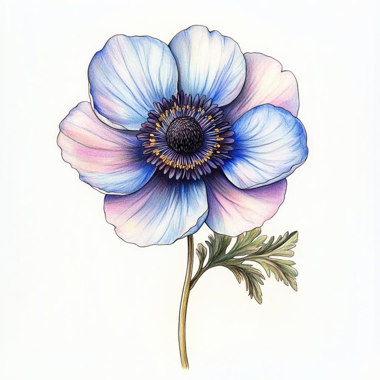Watercolor Anemone Flower Clipart – 10 High-res Floral Jpgs – Vintage ...