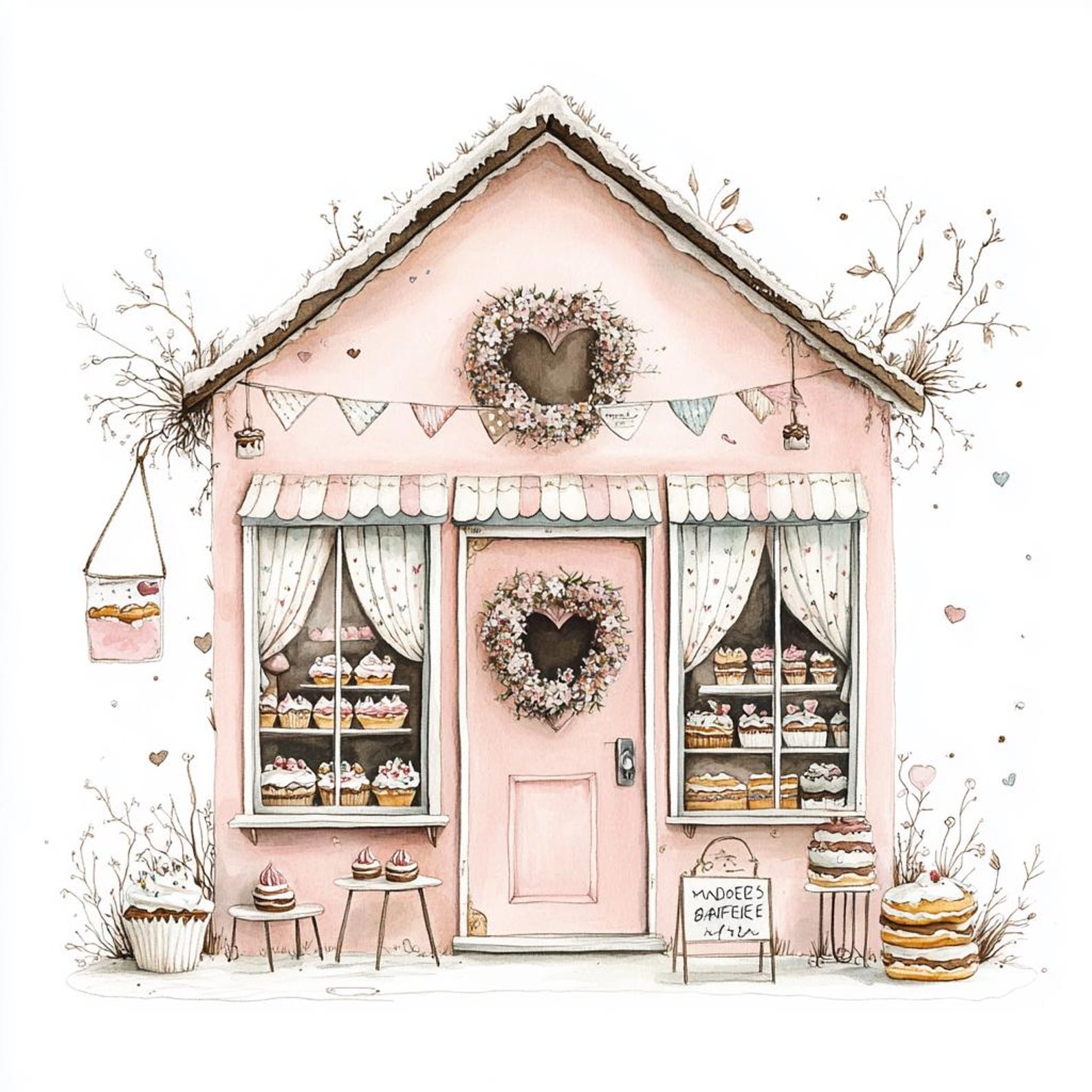 Whimsical Bakery Storefront Clipart Set – 10 High-res Jpgs – Cute Pink ...
