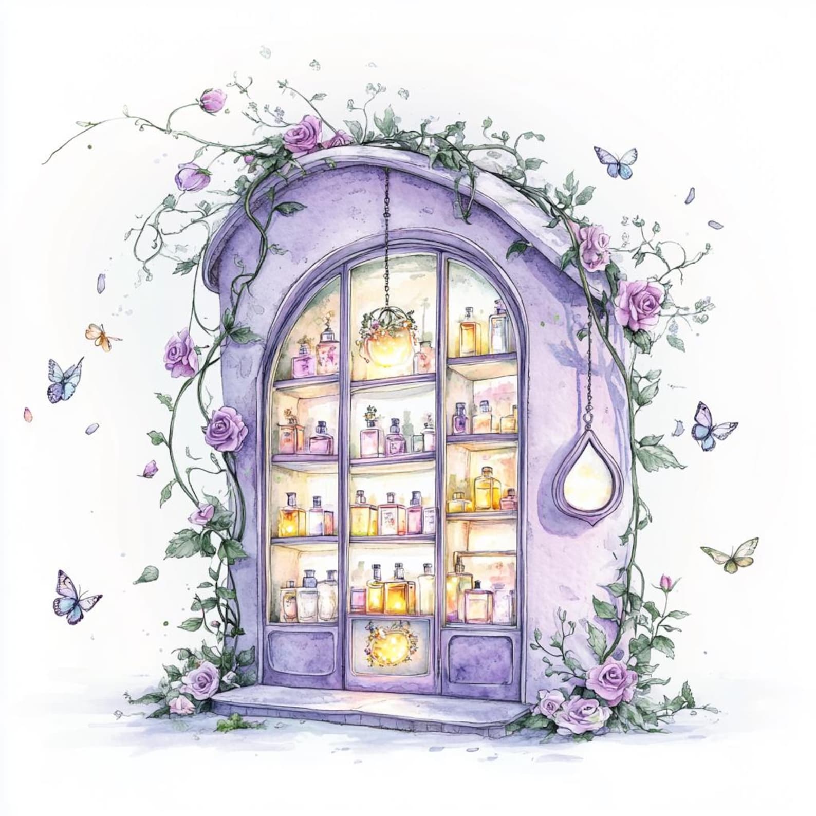 Romantic Perfume Shop Clipart – 10 High-res Watercolor Jpgs – Pink ...
