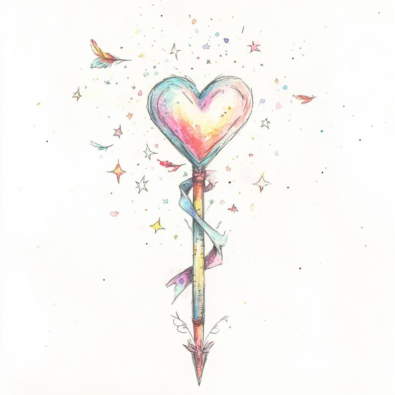 Magical Arrow Ribbon Clipart – 10 High-res Watercolor Star and Swirl ...