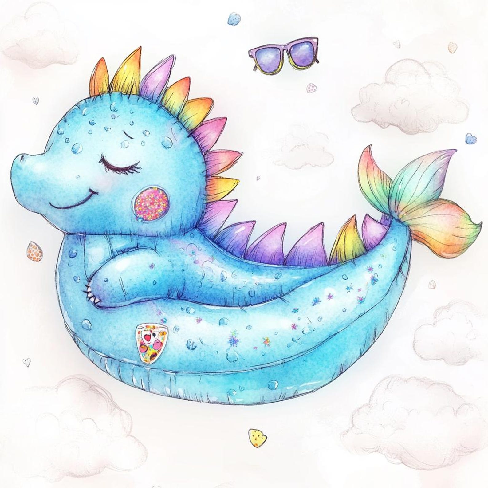 Cute Pool Float Animals Clipart – 10 High-res Watercolor Jpgs – Kawaii ...