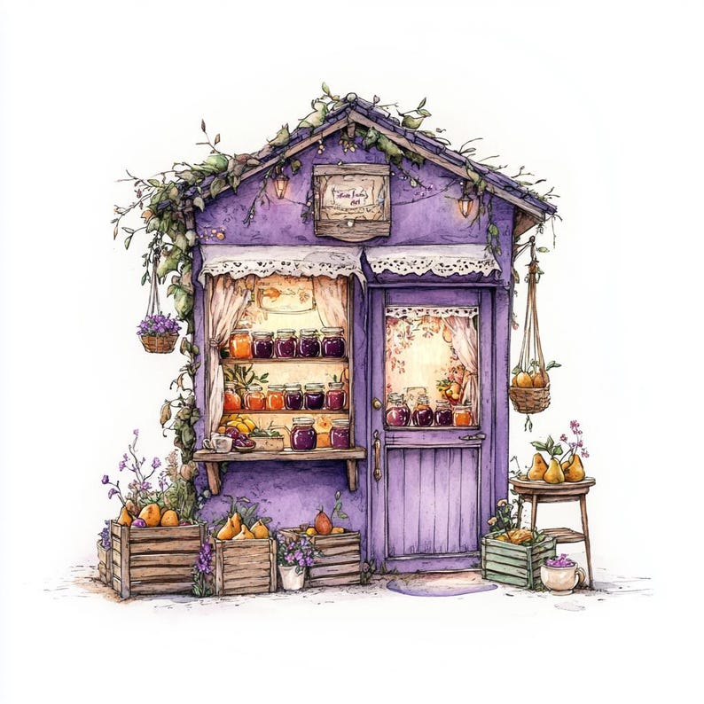 Lavender Jam Shop Clipart – 10 High-res Watercolor Jpgs – Whimsical ...