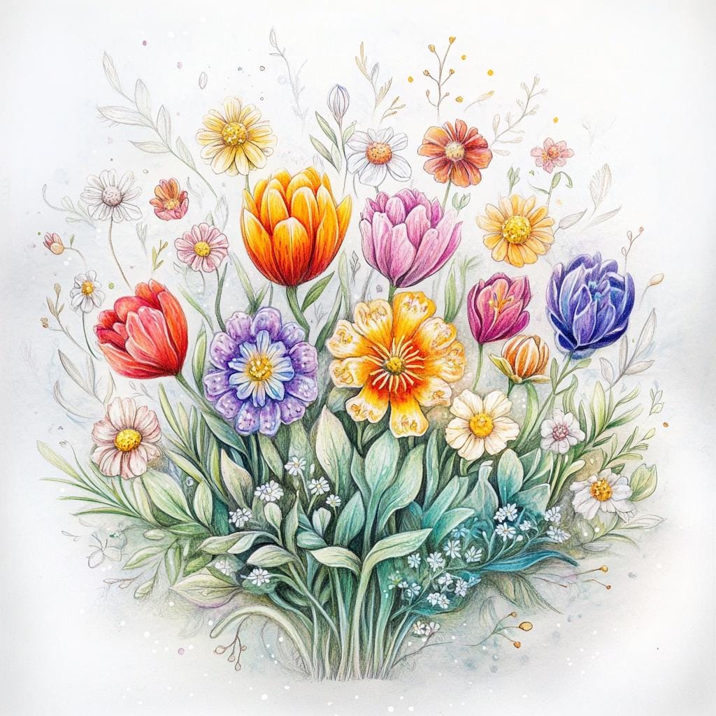 Spring Garden Flowers Clipart – 10 High-res Watercolor Jpgs – Colorful ...