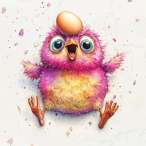 Funky Dancing Bird Clipart – 10 Quirky Watercolor Jpgs – Funny Party ...