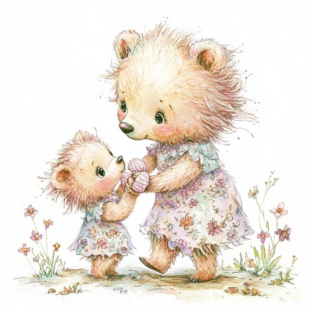 Mother’s Day Bear Clipart – 10 High-res Watercolor Jpgs – Cute Mom and ...