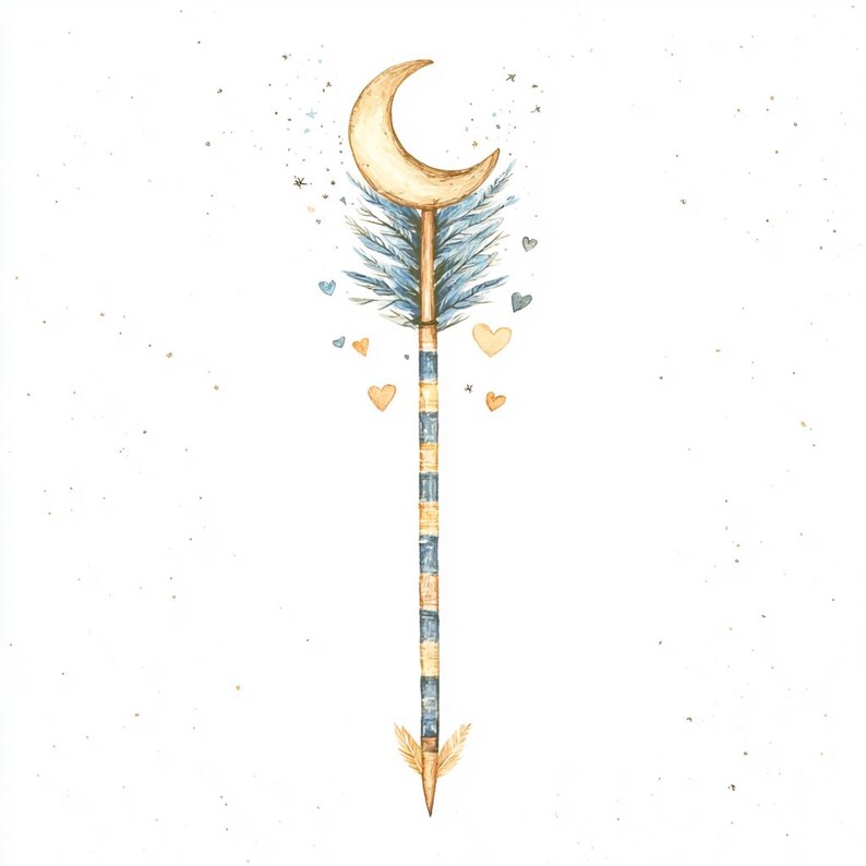 Magical Arrow Ribbon Clipart – 10 High-res Watercolor Star and Swirl ...