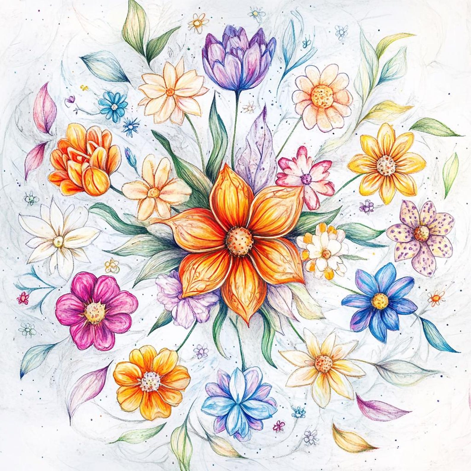 Spring Garden Flowers Clipart – 10 High-res Watercolor Jpgs – Colorful ...