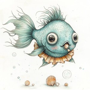 Whimsical Fantasy Fish Clipart – 10 High-res Watercolor Jpgs – Cute ...