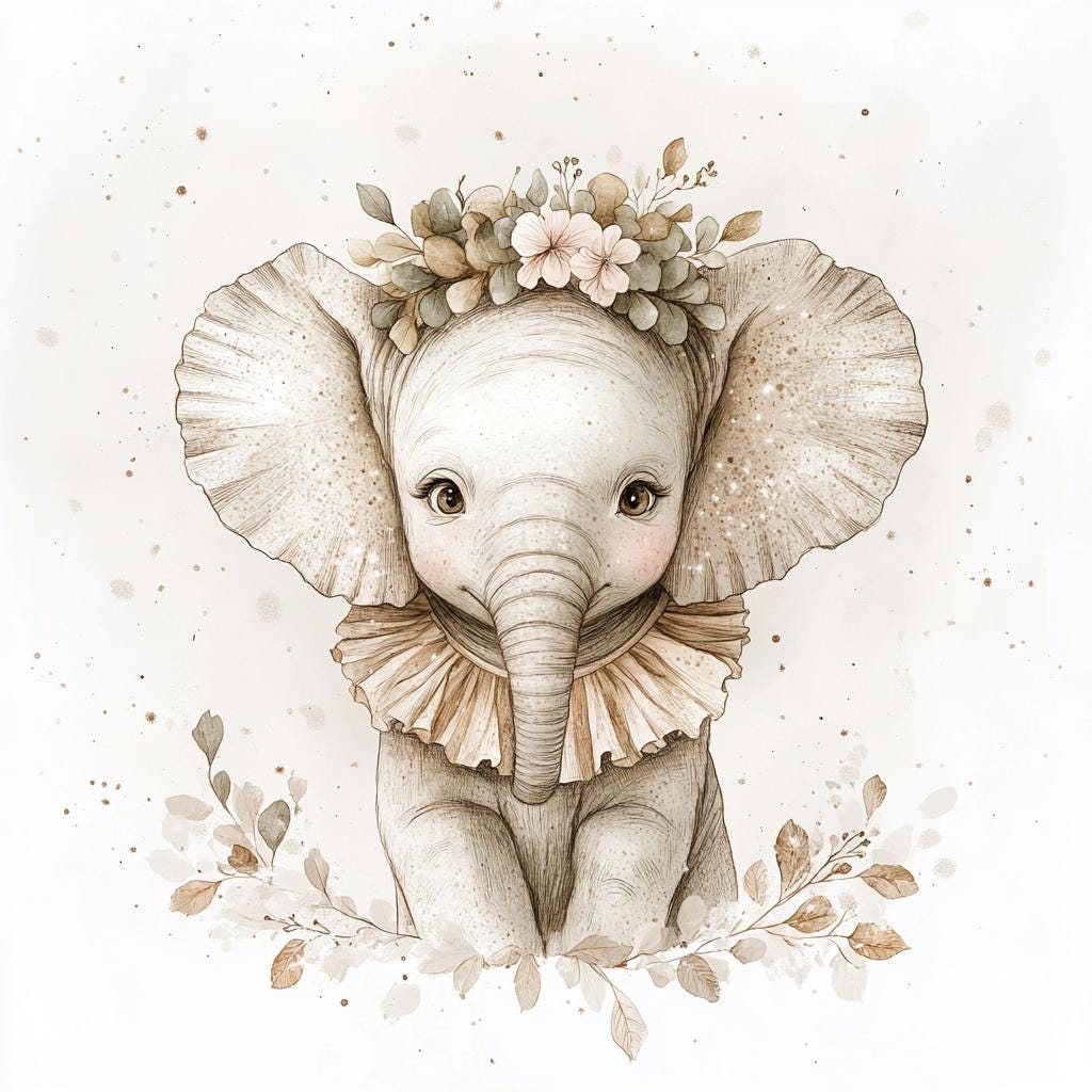 Baby Elephant Clipart Set – 10 Watercolor Jungle Animal Jpgs – Cute ...