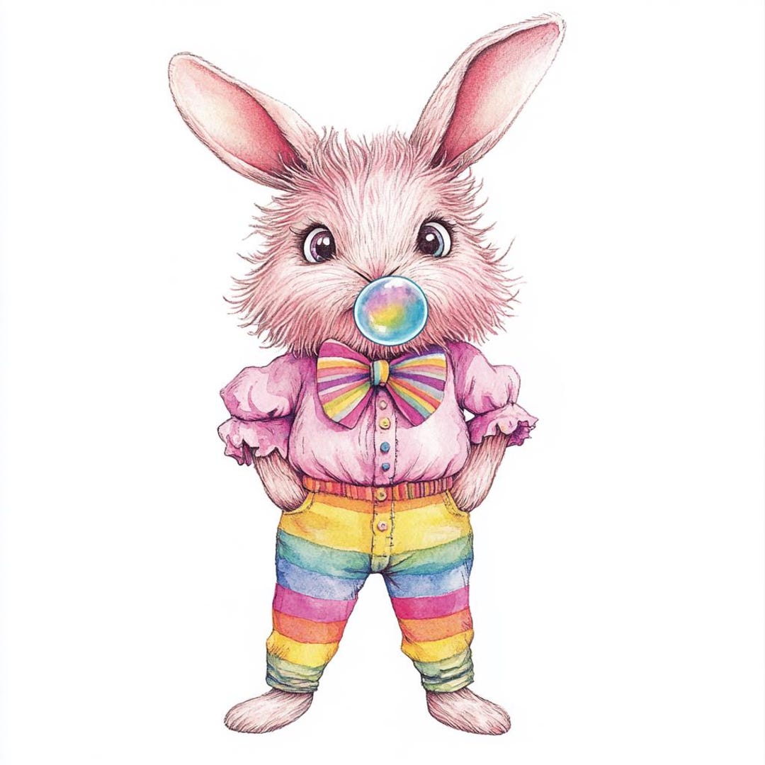 Rainbow Bunny Clipart Set – 10 High-res Watercolor Jpgs – Whimsical ...