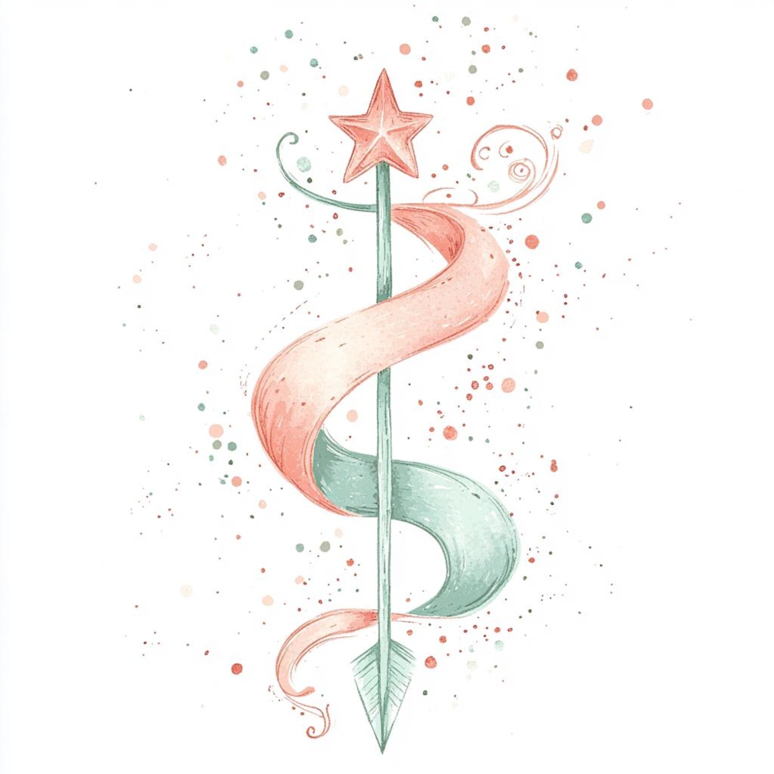 Magical Arrow Ribbon Clipart – 10 High-res Watercolor Star and Swirl ...