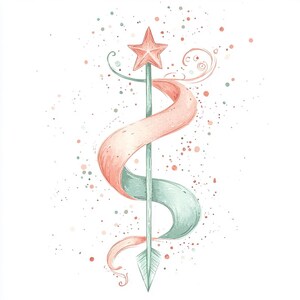 Magical Arrow Ribbon Clipart – 10 High-res Watercolor Star and Swirl ...