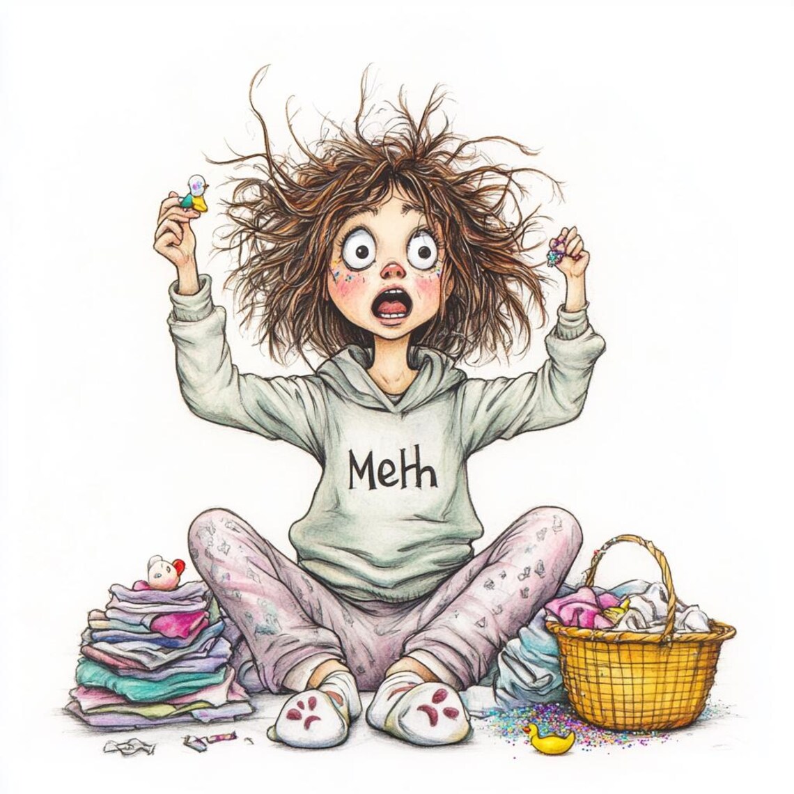 Whimsical Laundry Day Clipart – 10 High-res Cartoon Jpgs – Funny Messy ...