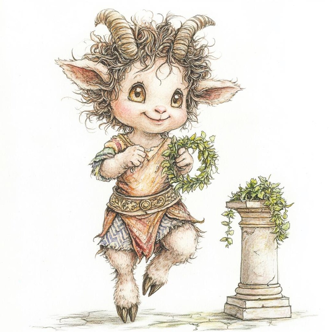 Whimsical Baby Satyr Clipart – 10 Mythical Goat Kids Jpgs – Greek ...