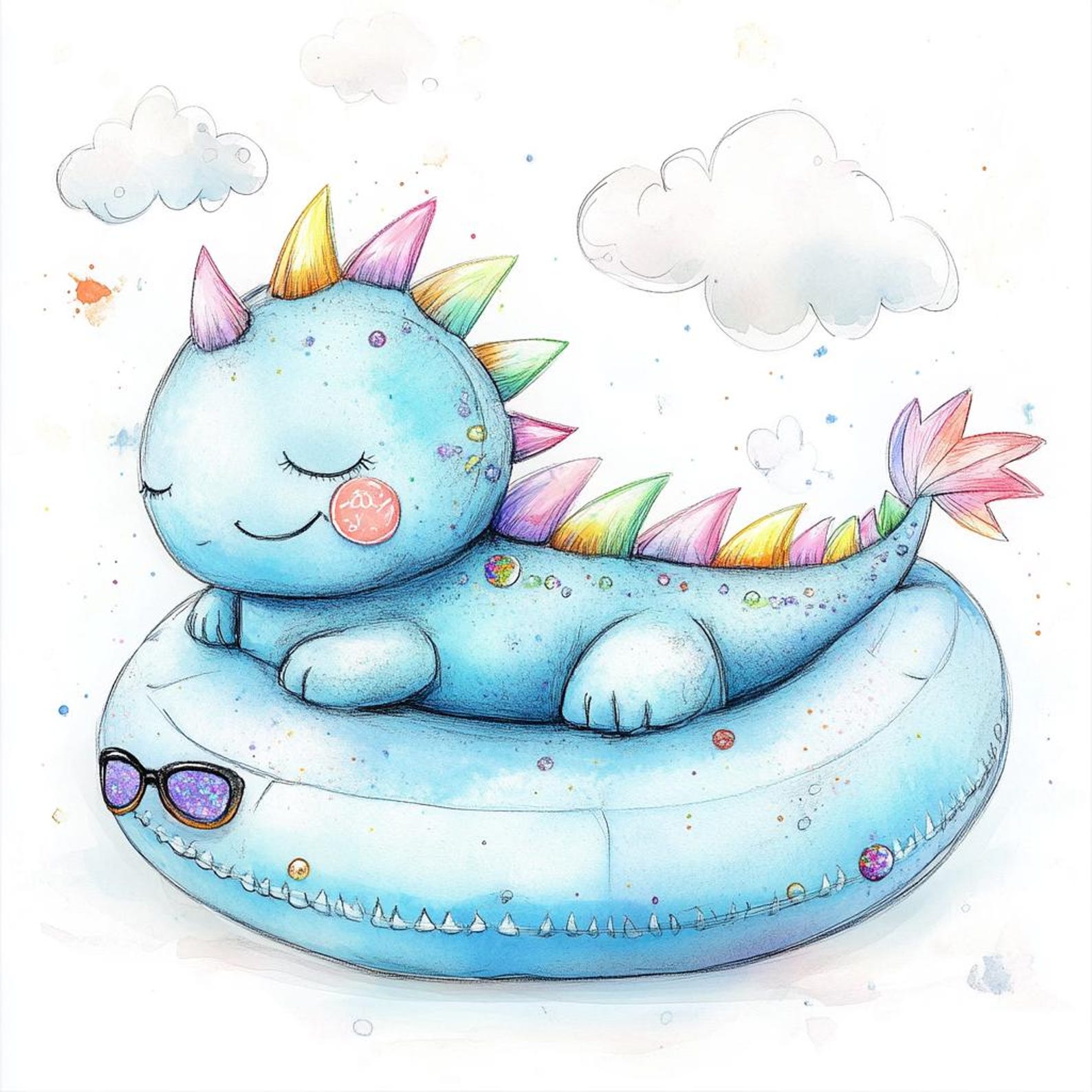 Cute Pool Float Animals Clipart – 10 High-res Watercolor Jpgs – Kawaii ...