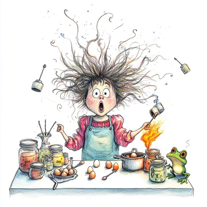 Whimsical Chaos Chef Clipart – 10 Watercolor Funny Kitchen Disaster ...