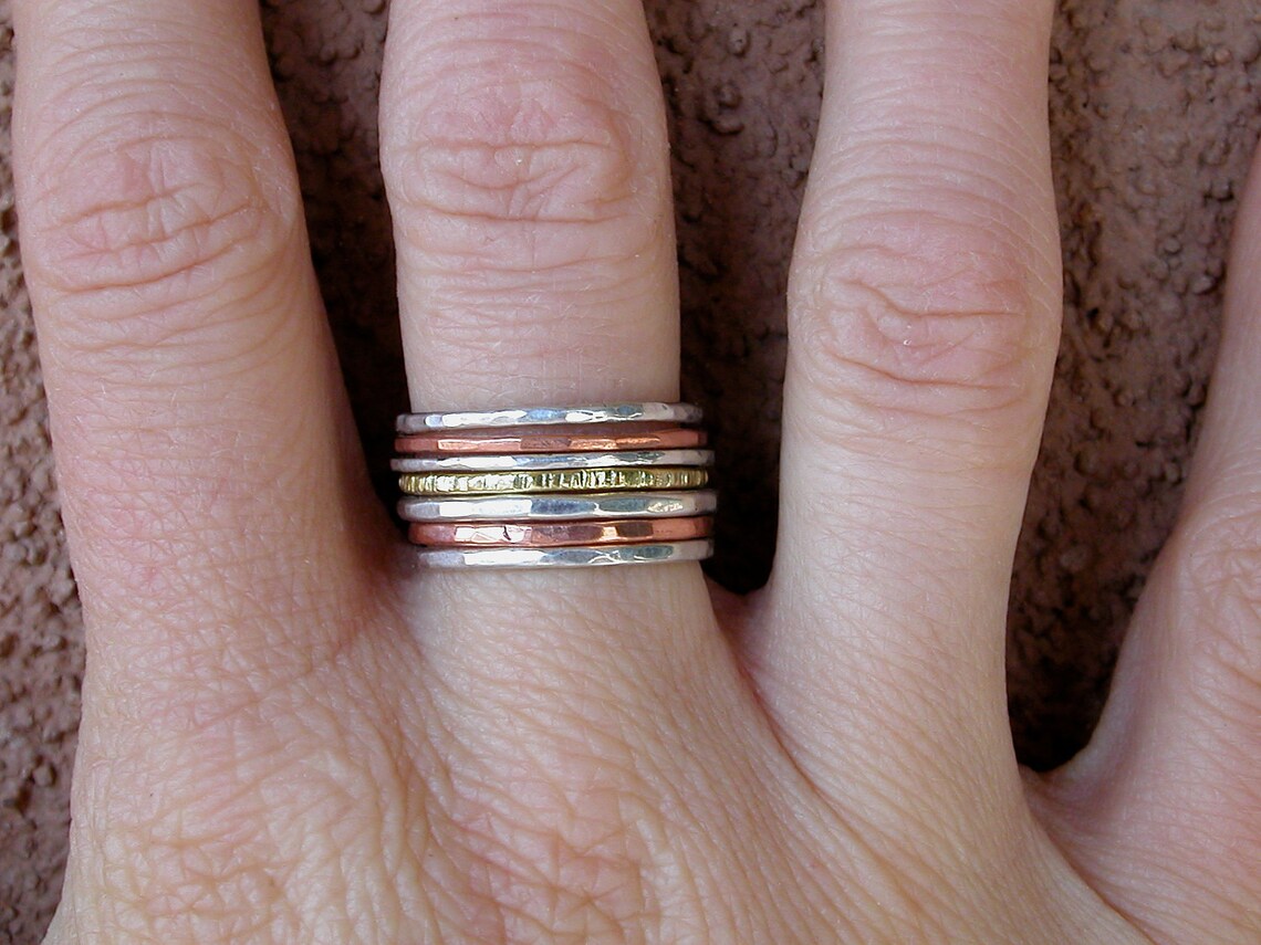 Hammered Stack Rings - Etsy