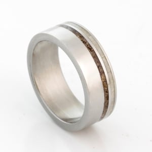 DINOSAUR BONE Ring With Antler Ring Titanium Wedding Band Mens Wedding ...