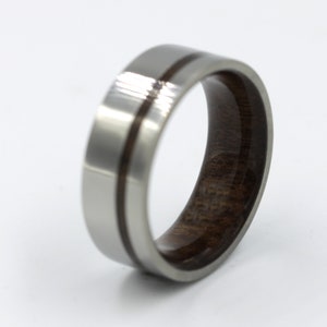 Black Walnut Ring Mens Wedding Band Wood Ring Gift Ring Titanium Wood ...