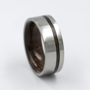 Black Walnut Ring Mens Wedding Band Wood Ring Gift Ring Titanium Wood ...