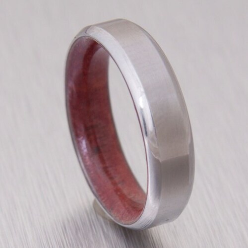 Man Wedding Band Red Cedar Ring Titanium Band Mens Wedding - Etsy