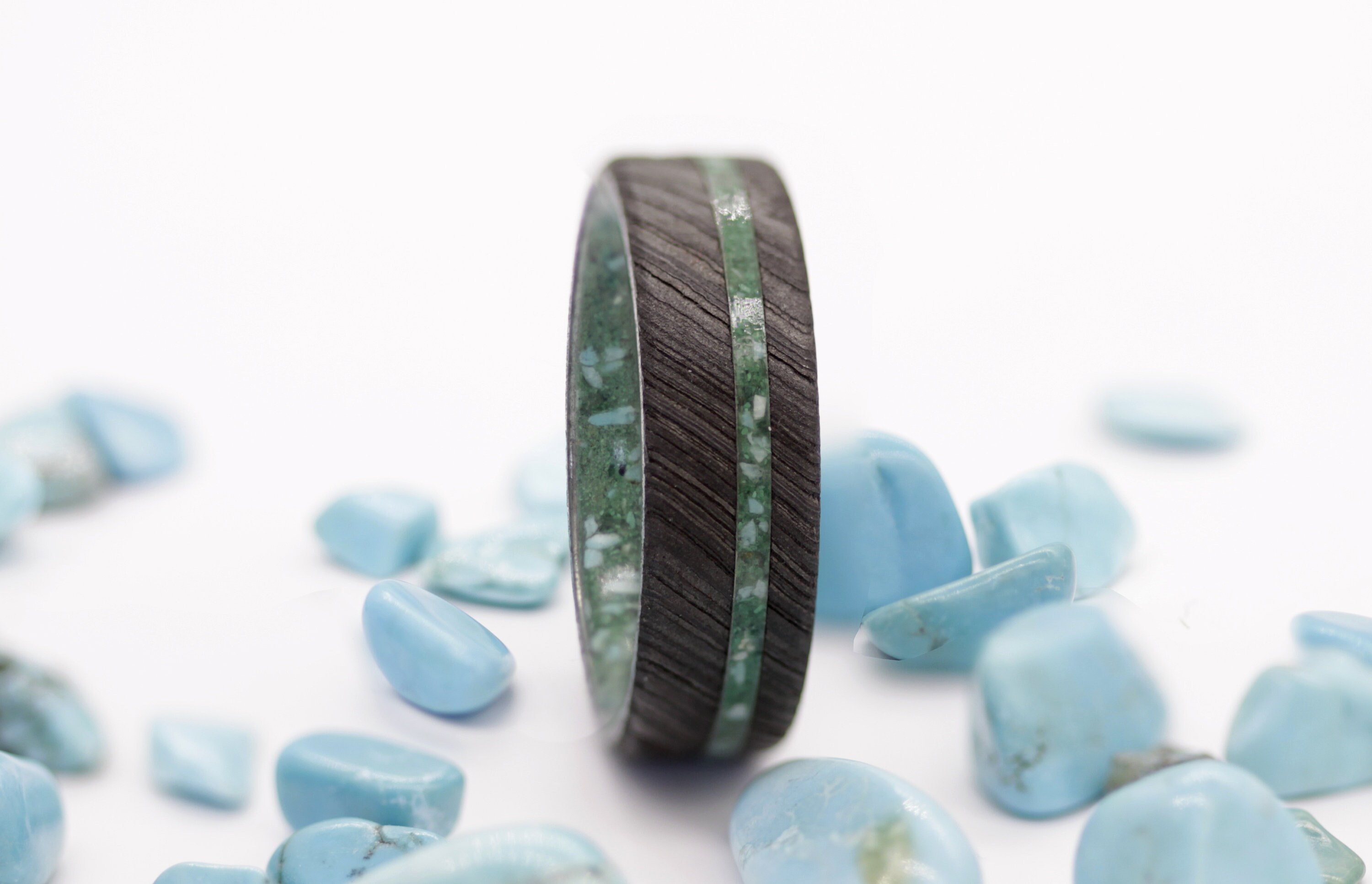 Raw stone engagement ring Turquoise Malachite ring for man and | Etsy