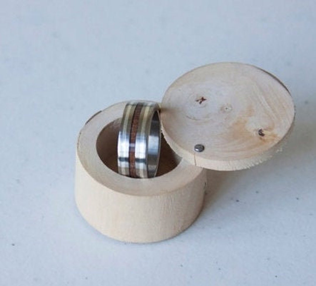 Black Walnut Ring for Man and Woman Flat Band Titanium Silver - Etsy