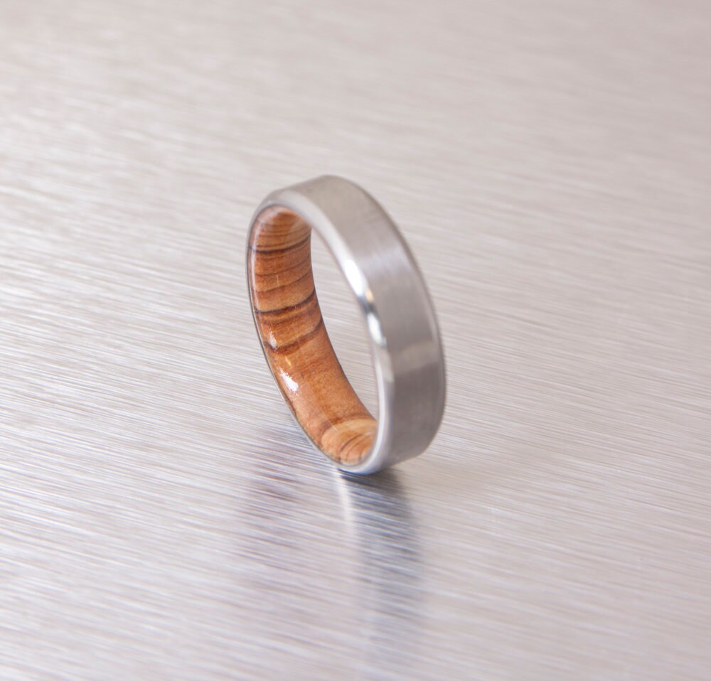 Titanium Ring Man Ring Titanium and Olive Rings //man Wedding Band Mens ...