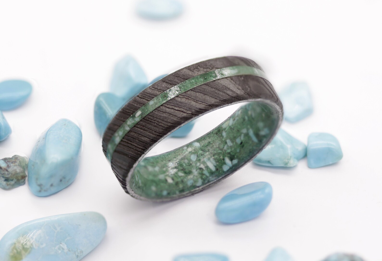 Raw stone engagement ring Turquoise Malachite ring for man and | Etsy