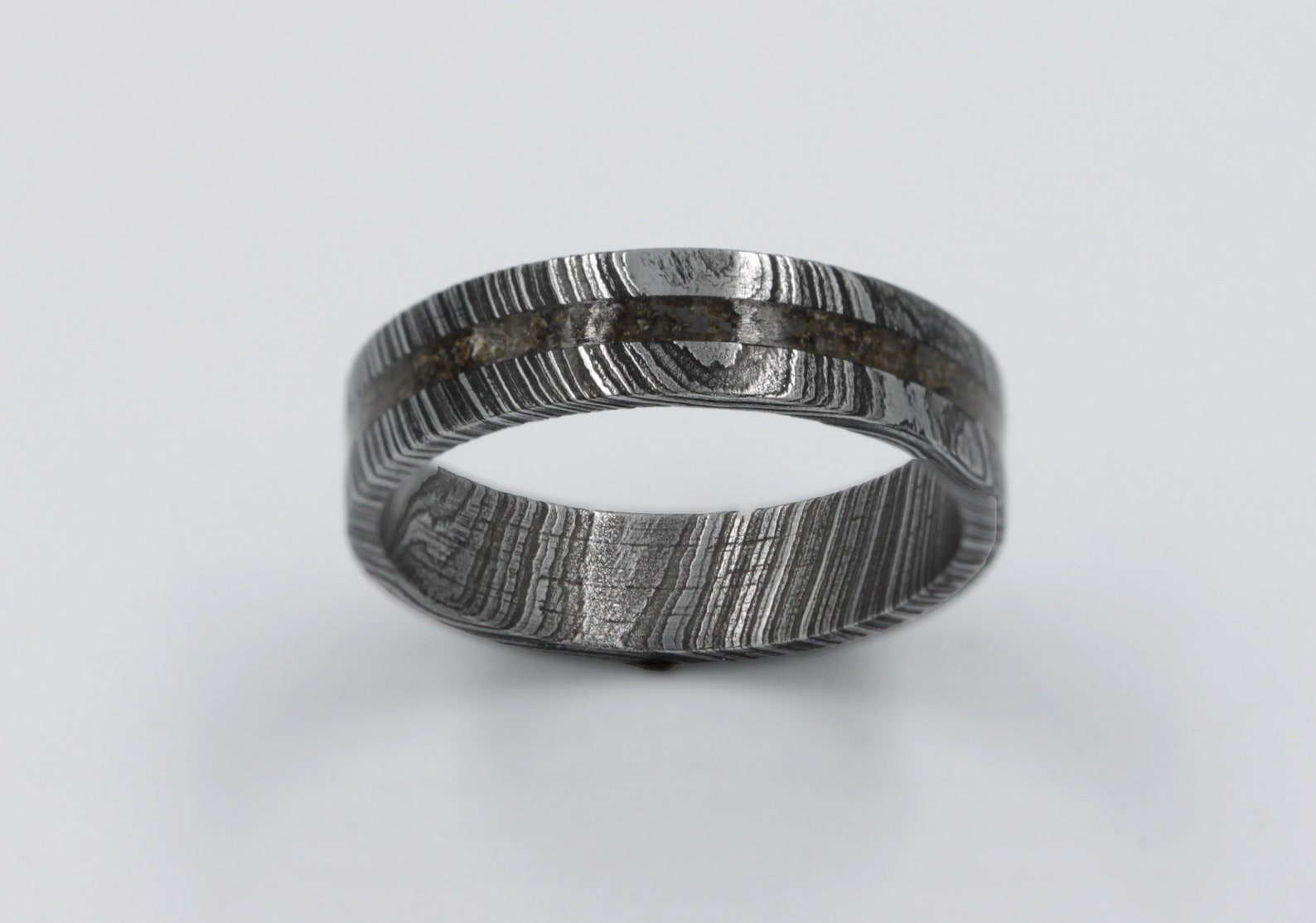 Damascus Steel ring dinosaur fossil wedding band man wedding | Etsy
