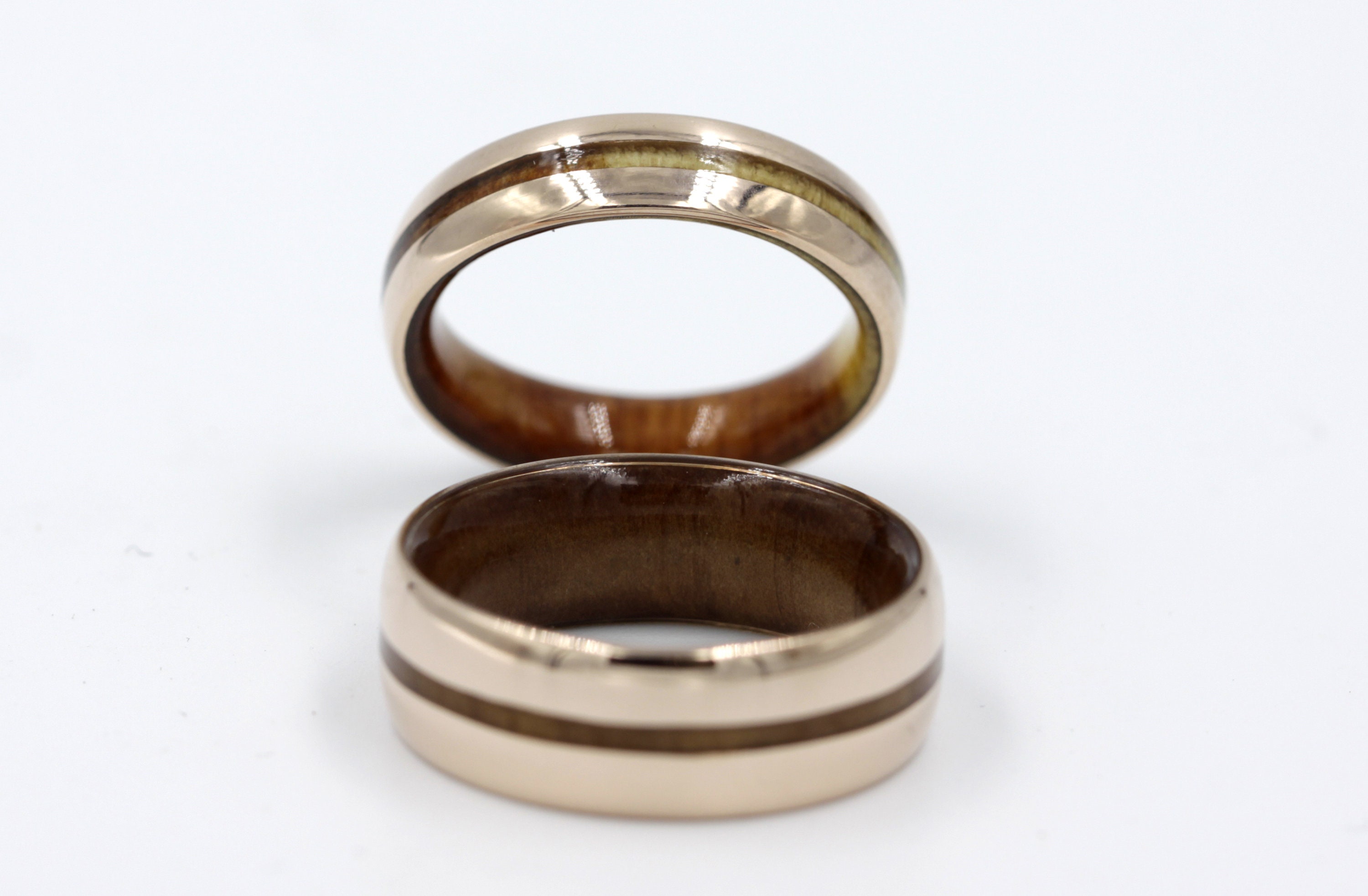 Copper Ring Set of 2 Copper Wood Ring Wedding Ring Western Red - Etsy UK