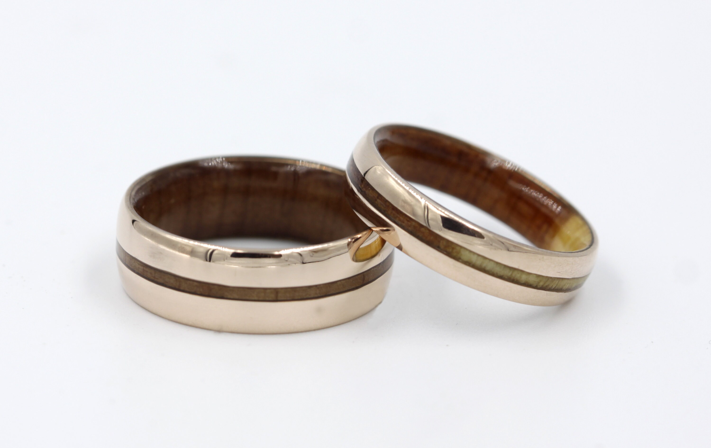 Copper Ring Set of 2 Copper Wood Ring Wedding Ring Western Red - Etsy UK