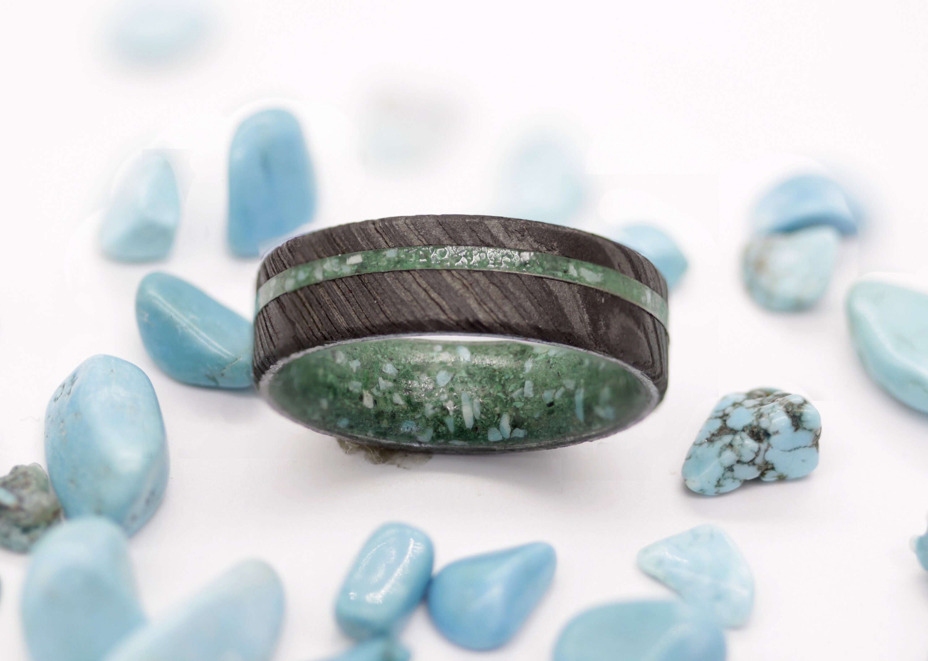 Raw stone engagement ring Turquoise Malachite ring for man and | Etsy