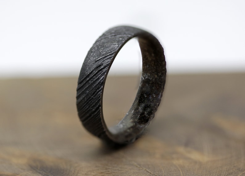 Damascus Steel Ring Dinosaur Fossil Wedding Band PETRIFIED Dinosaur ...