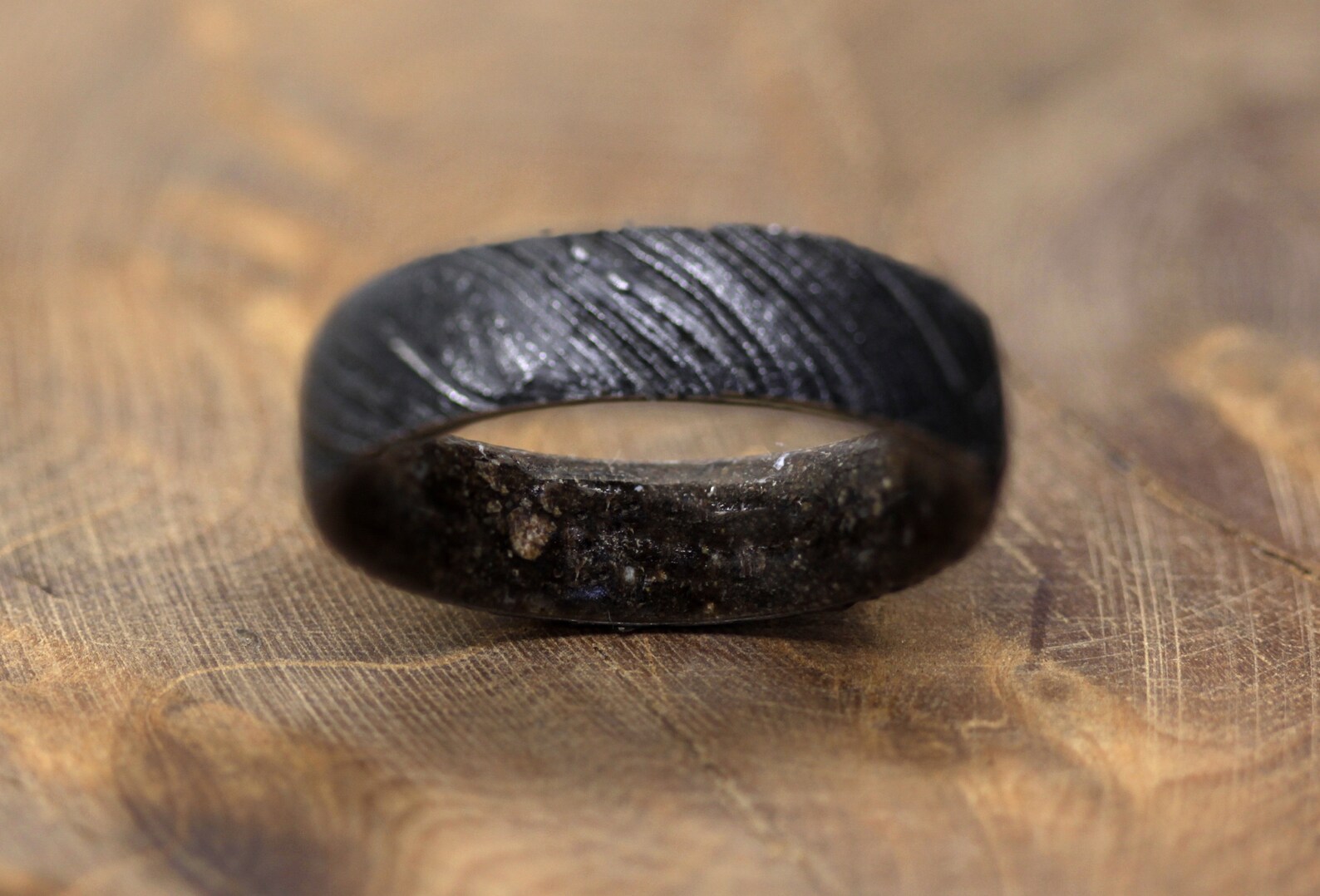 Damascus Steel Ring Dinosaur Fossil Wedding Band PETRIFIED Dinosaur ...