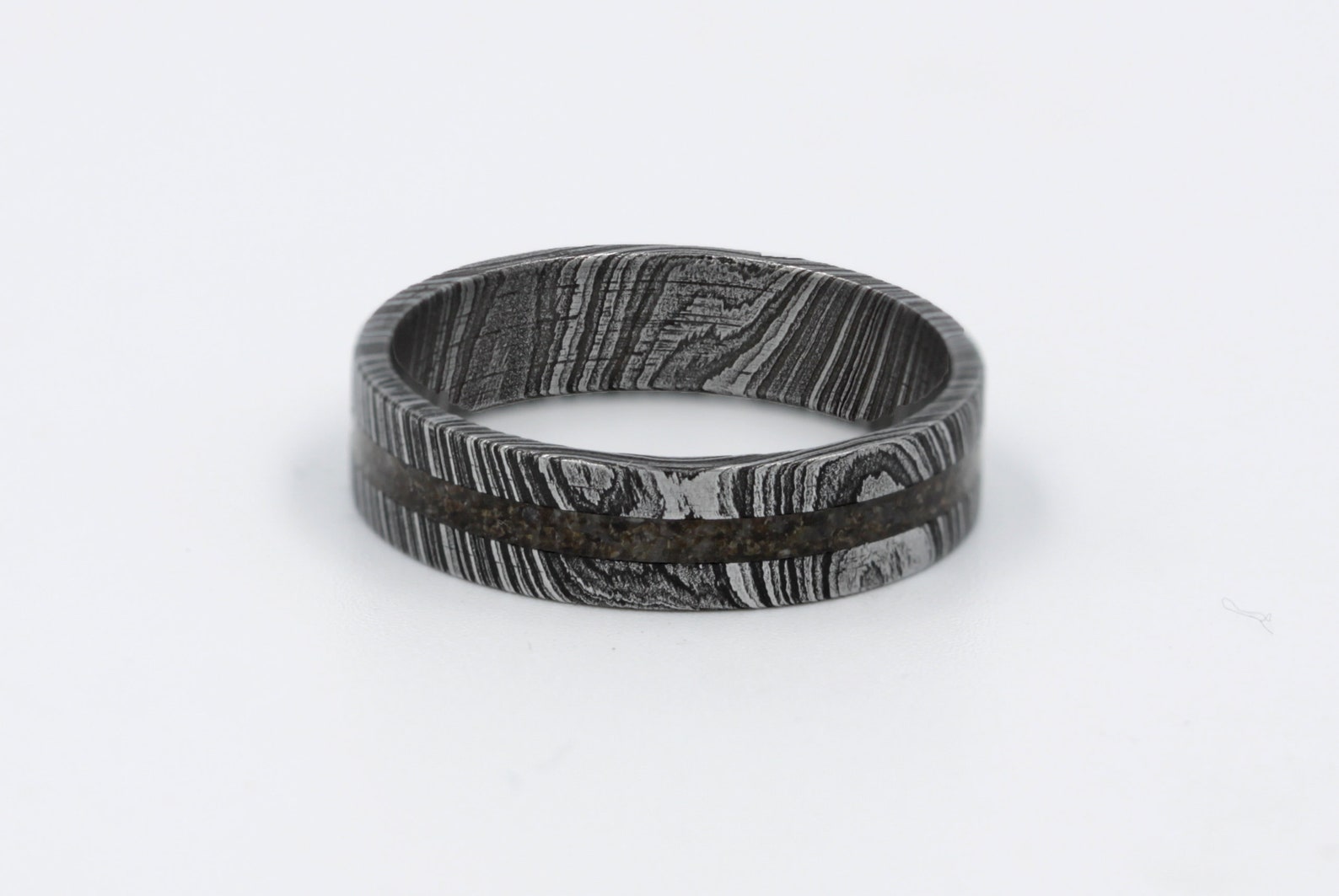 Damascus Steel ring dinosaur fossil wedding band man wedding | Etsy