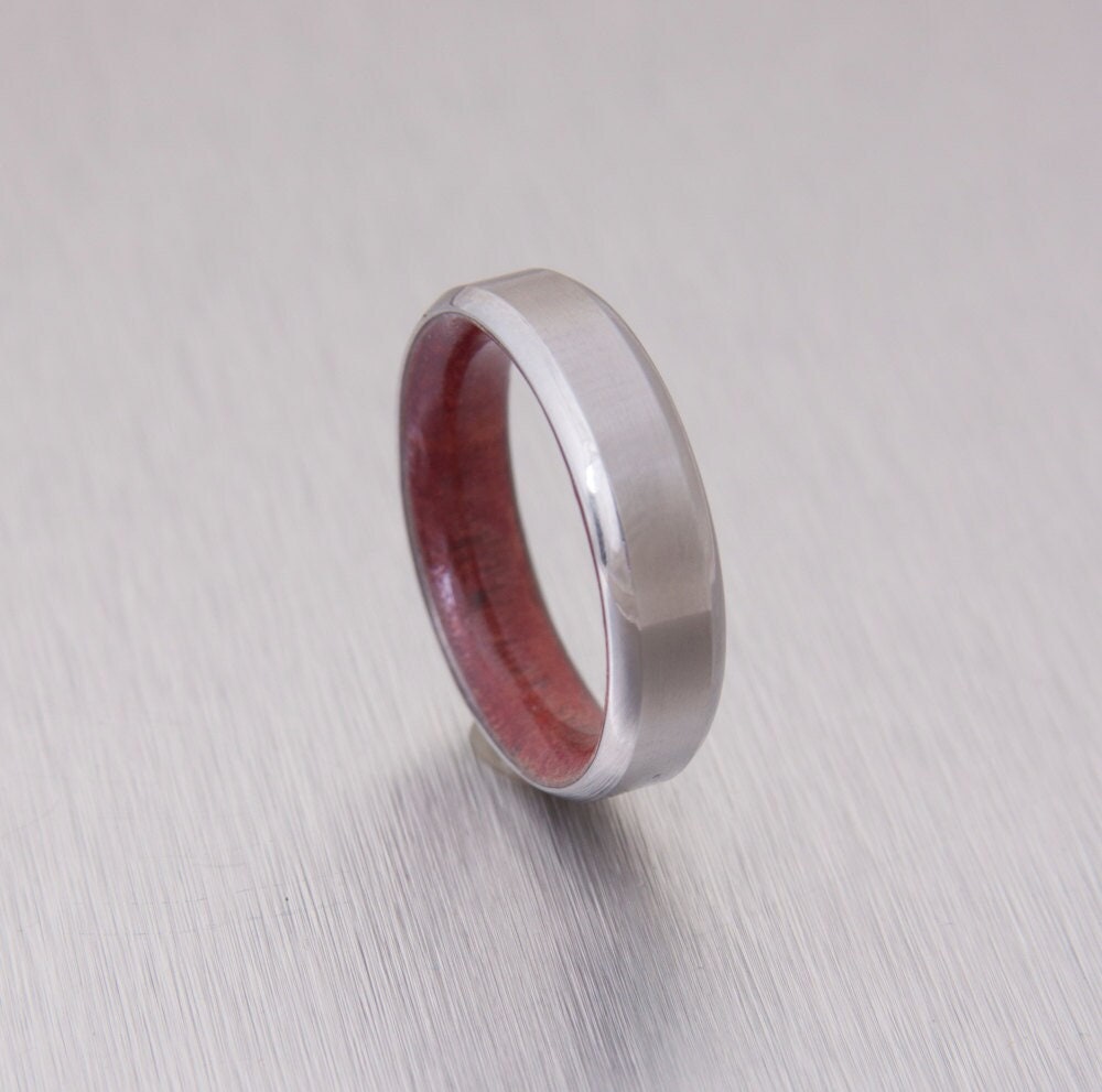 Man Wedding Band Red Cedar Ring Titanium Band Mens Wedding Ring Wood ...