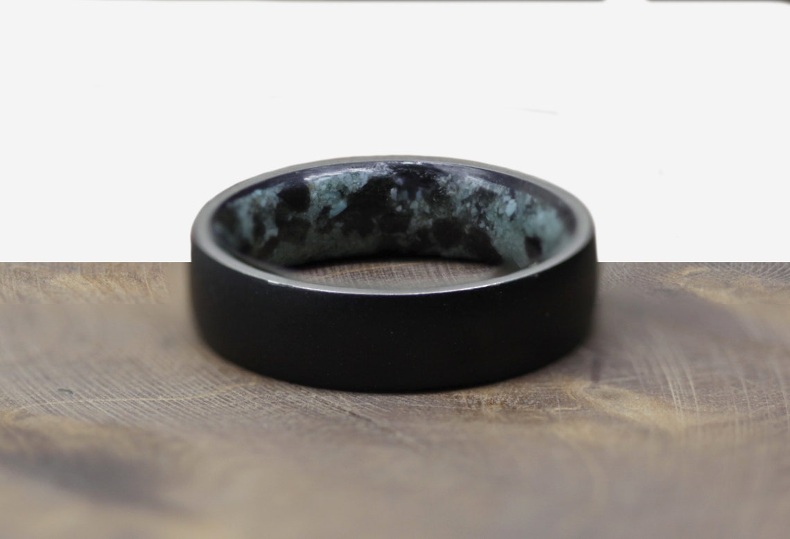 Black wedding ring for men and woman matte black band | Etsy